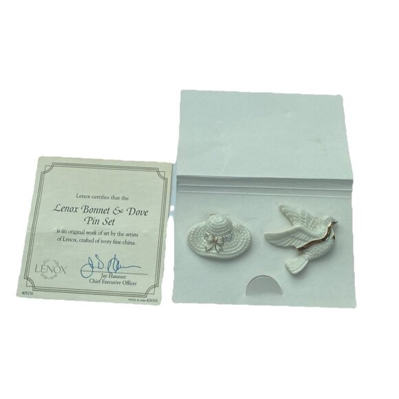 Lenox | Jewelry | Vintage Lenox Bonnet Hat Dove Bird Brooch Pin ...